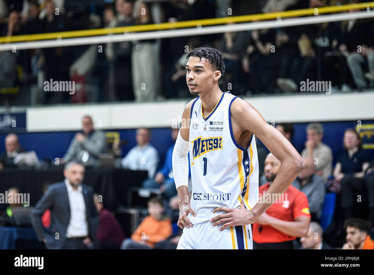 Paris, France. 28th Mar, 2023. Victor Wembanyama during the French ...