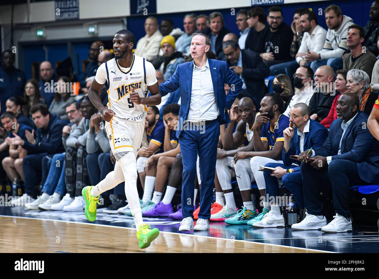 Paris, France. 28th Mar, 2023. Coach Vincent Collet during the French ...