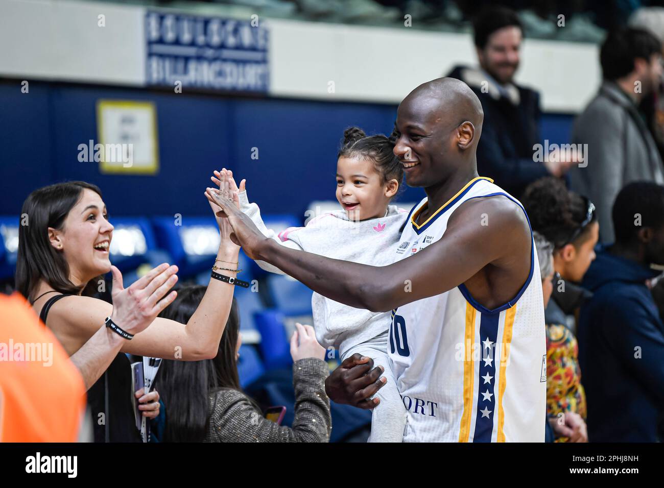 Paris, France. 28th Mar, 2023. Bandja Sy and his daughter during the ...