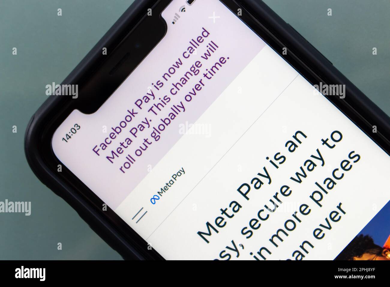 Vancouver, CANADA - Mar 18 2023 : Website of Meta Pay, payments service on Facebook, Messenger ...