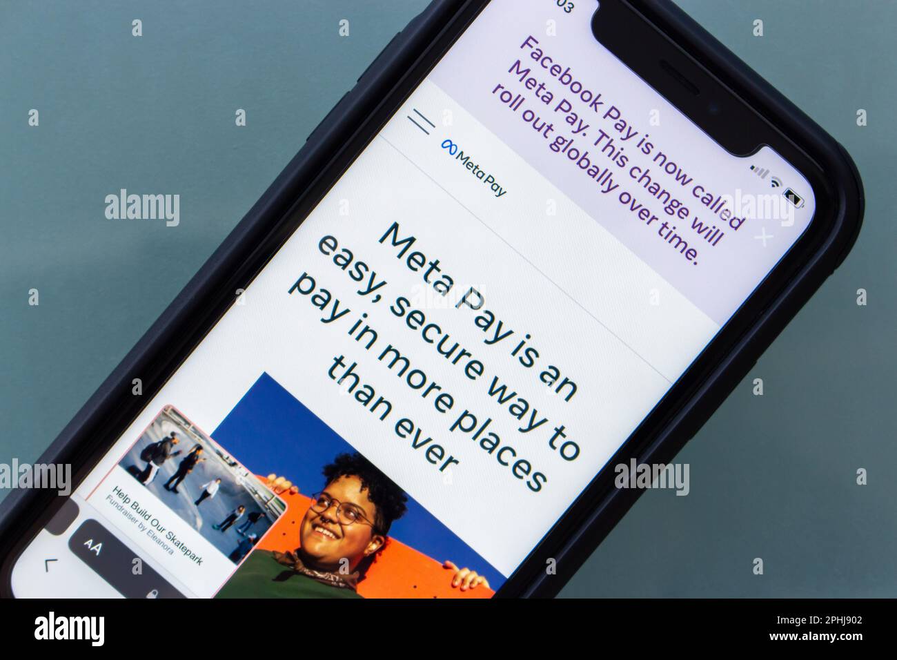 Vancouver, CANADA - Mar 18 2023 : Website of Meta Pay, payments service ...