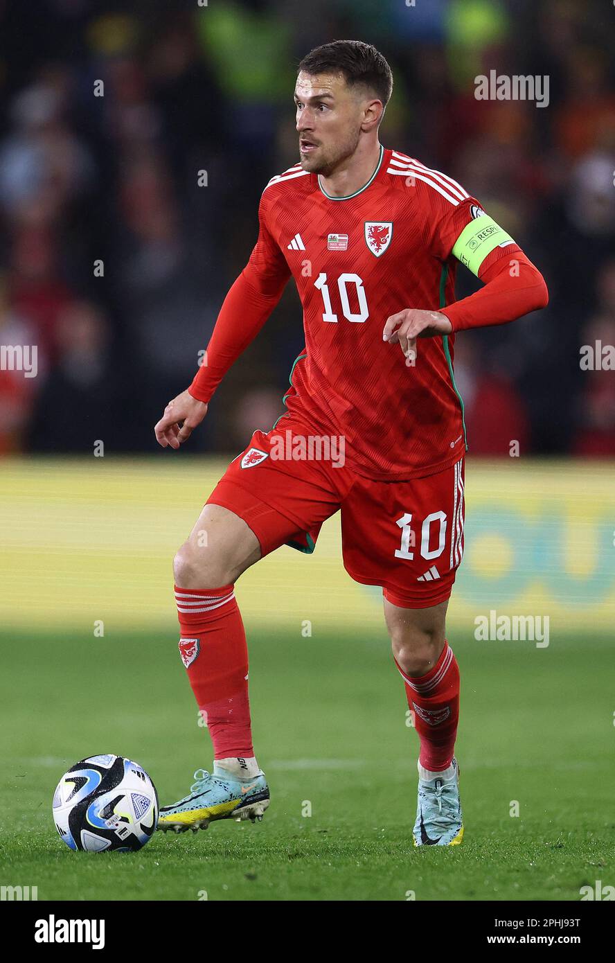 Cardiff, UK. 28th Mar, 2023. Aaron Ramsey of Wales during the UEFA ...
