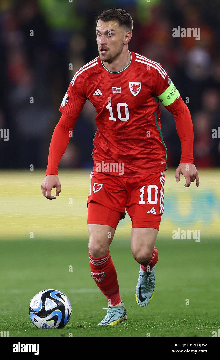 Cardiff, UK. 28th Mar, 2023. Aaron Ramsey of Wales during the UEFA ...