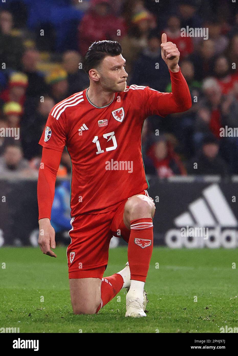 Cardiff, UK. 28th Mar, 2023. Kiefer Moore of Wales during the UEFA ...