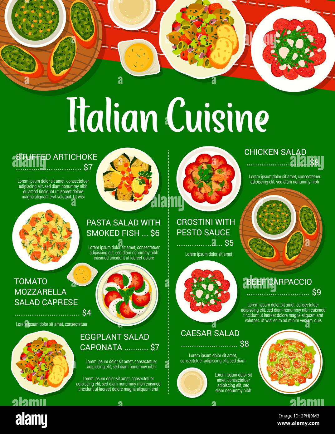 Italian cuisine restaurant meals menu. Stuffed artichoke, chicken ...