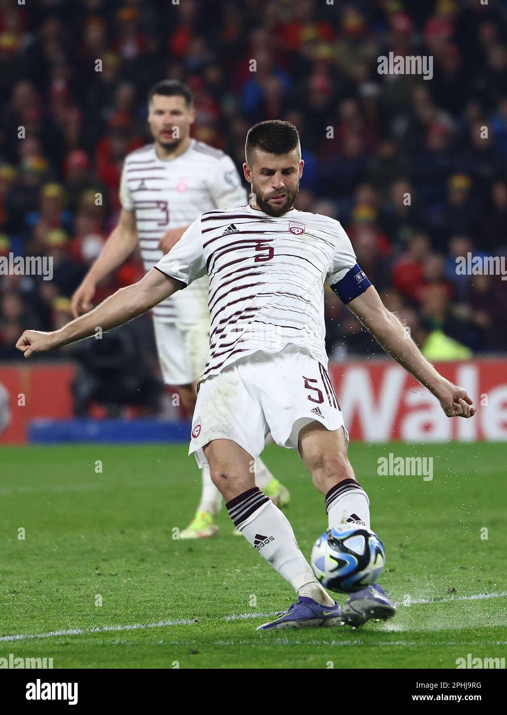 Cardiff, UK. 28th Mar, 2023. Antonijs Cernomordijs of Latvia during the ...
