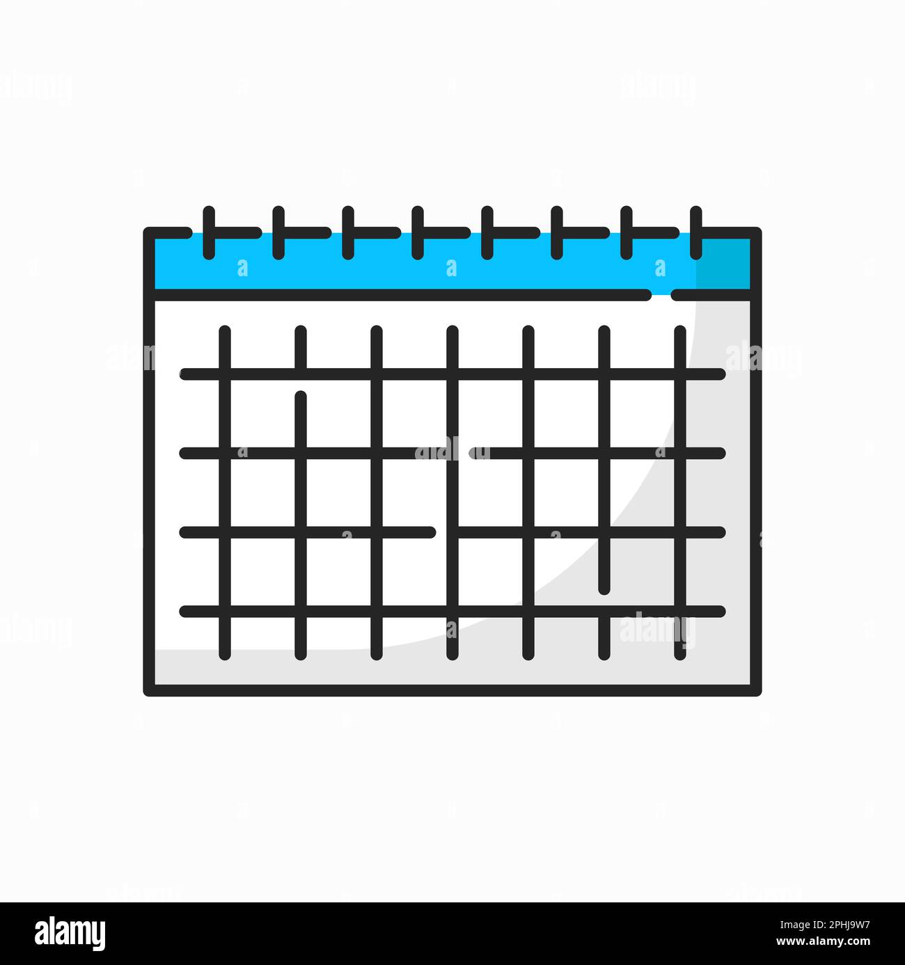 Wall calendar page, diary notepad sheet in checkered lines, color ...