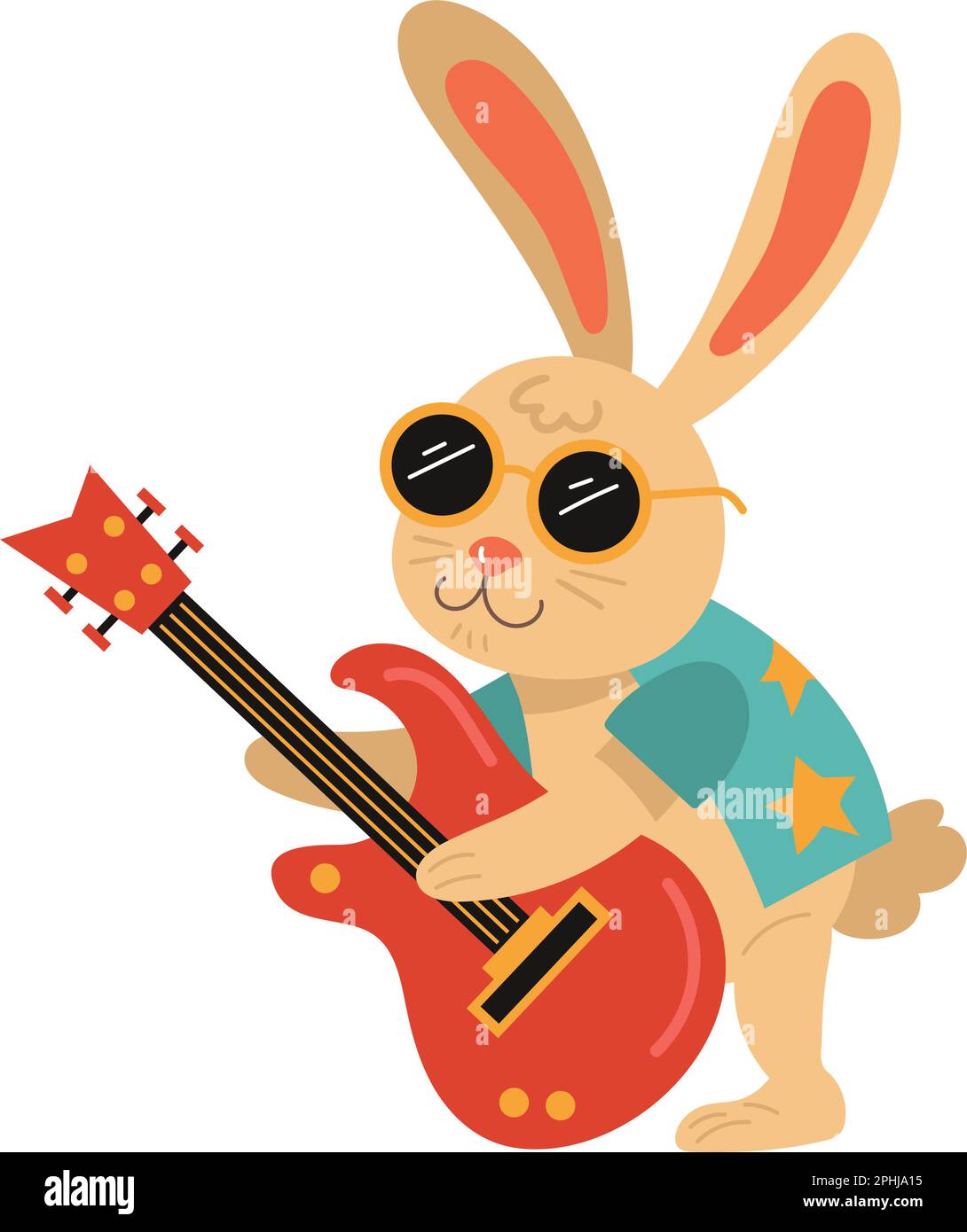 cartoon rabbit musician playing guitar Stock Vector Image & Art - Alamy