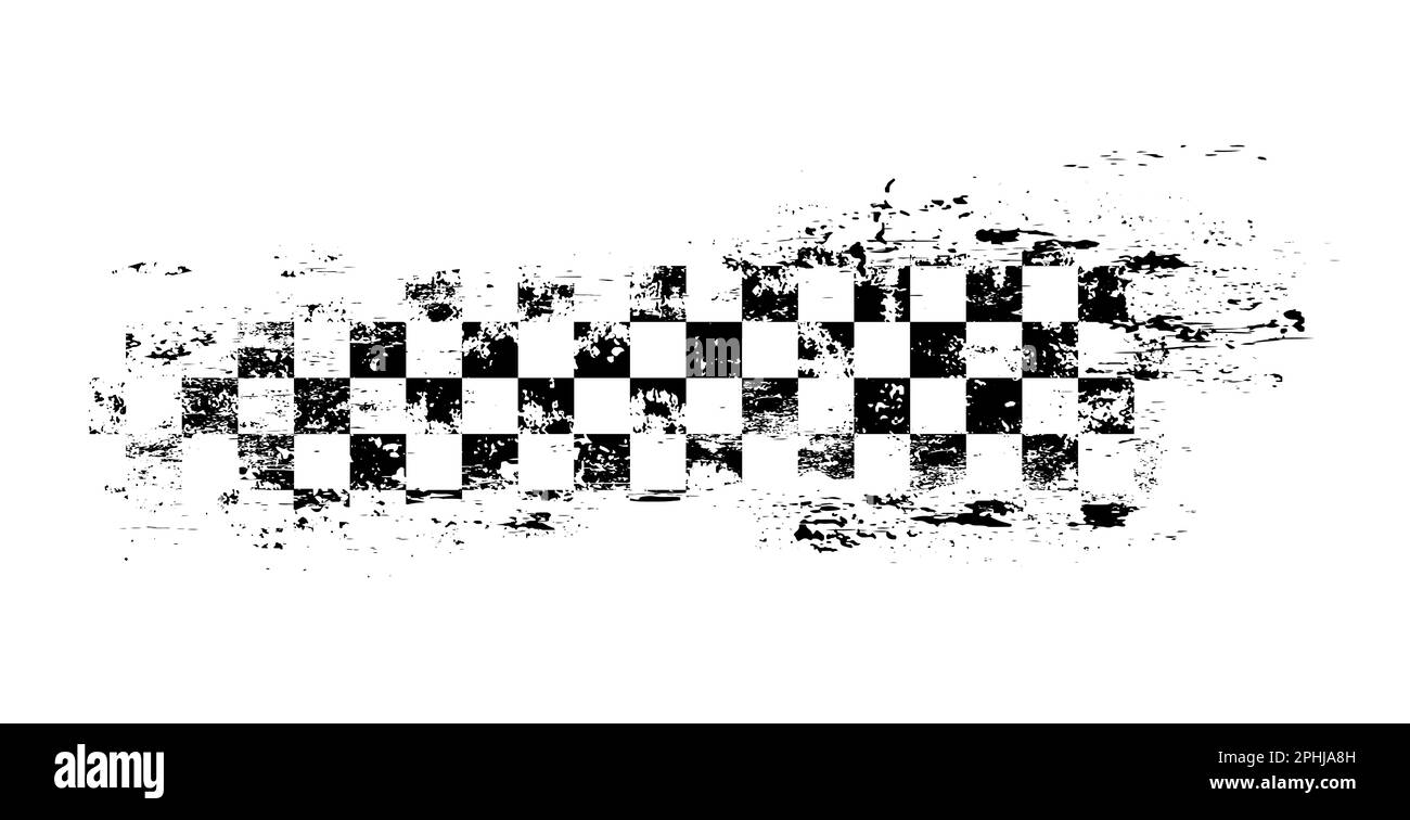 Grunge race flag, isolated vector monochrome banner for motocross ...