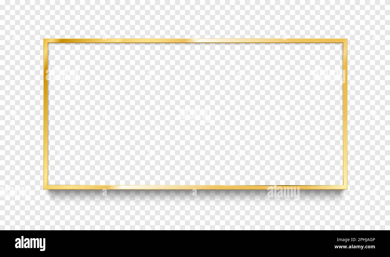 Golden frame or gold border, isolated vector on transparent background ...