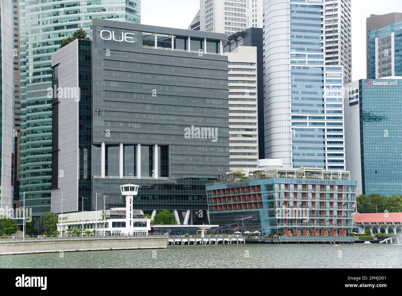 Marina Bay, Singapore - February 19, 2023 - The OUE Bayfront office and ...