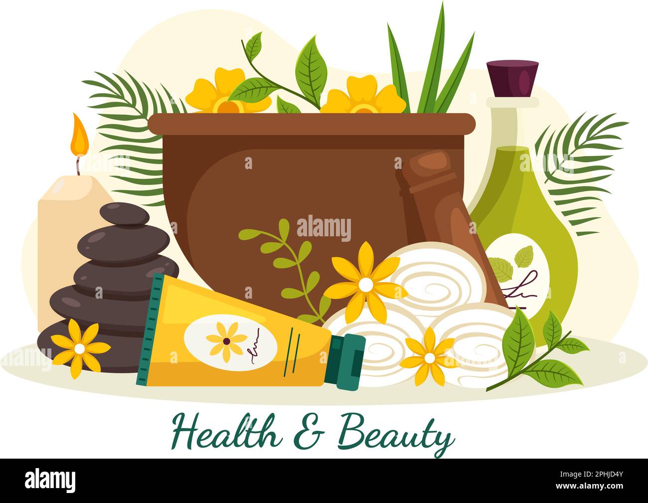 Beauty and Health Illustration with Natural Cosmetics and Eco Products ...