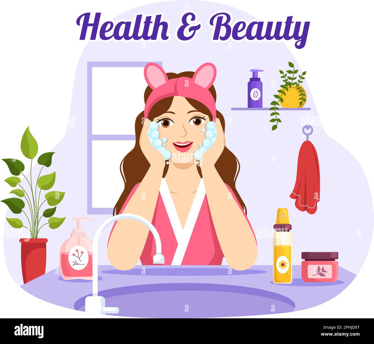 Beauty and Health Illustration with Natural Cosmetics and Eco Products ...