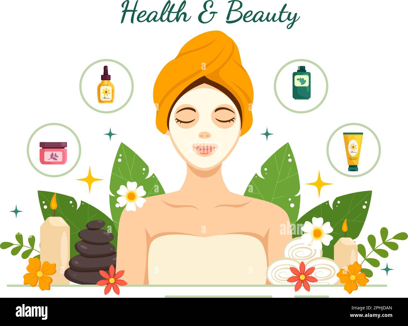 Beauty and Health Illustration with Natural Cosmetics and Eco Products ...