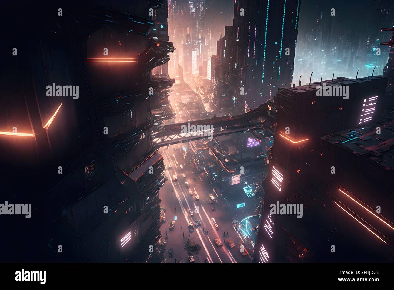 Cyberpunk skyline hi-res stock photography and images - Alamy