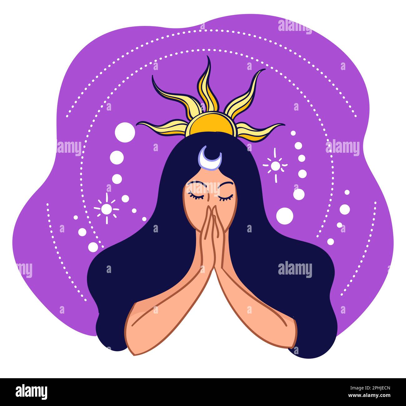 Beautiful young woman moonlight Cut Out Stock Images & Pictures - Alamy