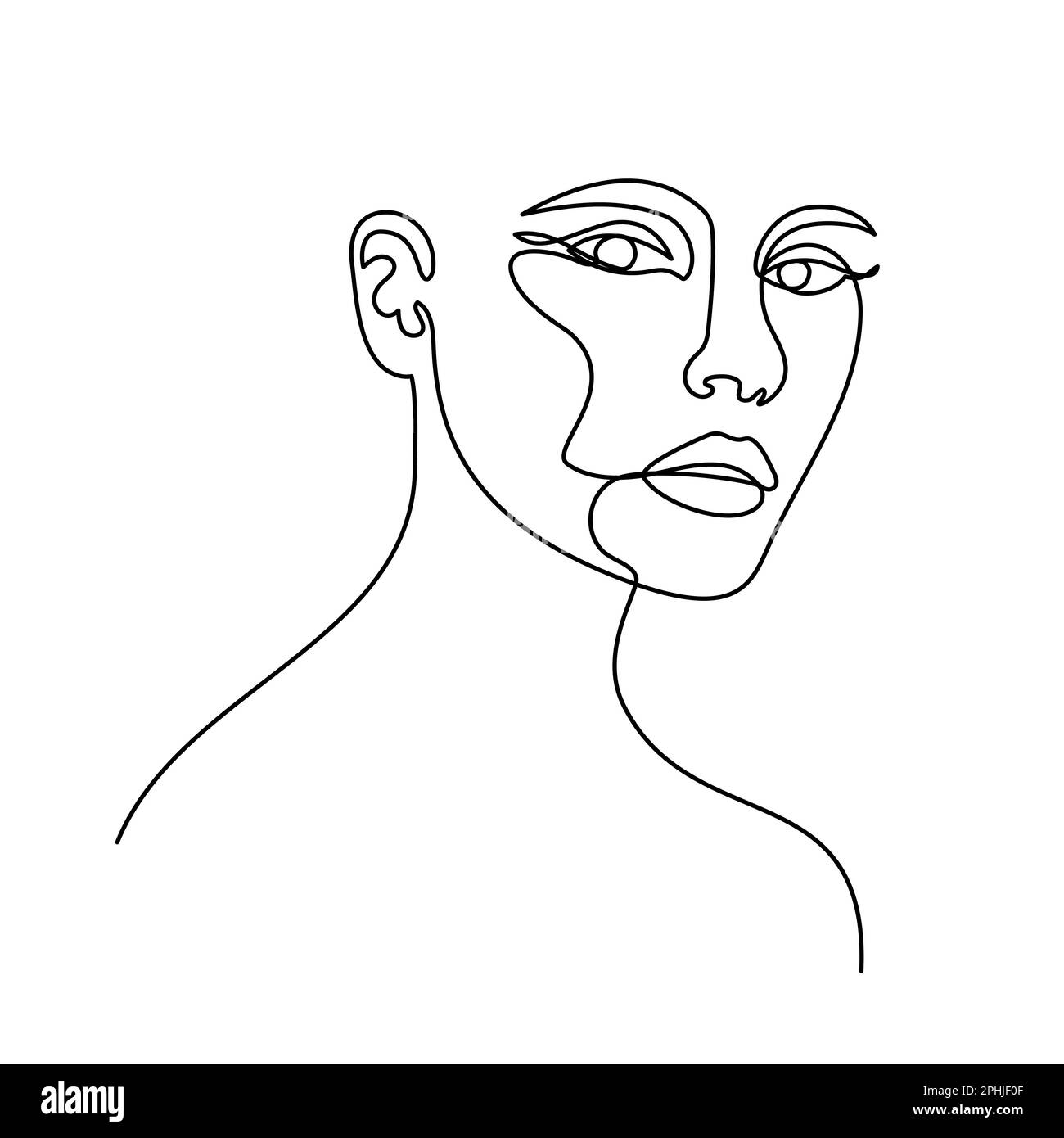Modern line art abstract female vector portrait Stock Vector Image ...