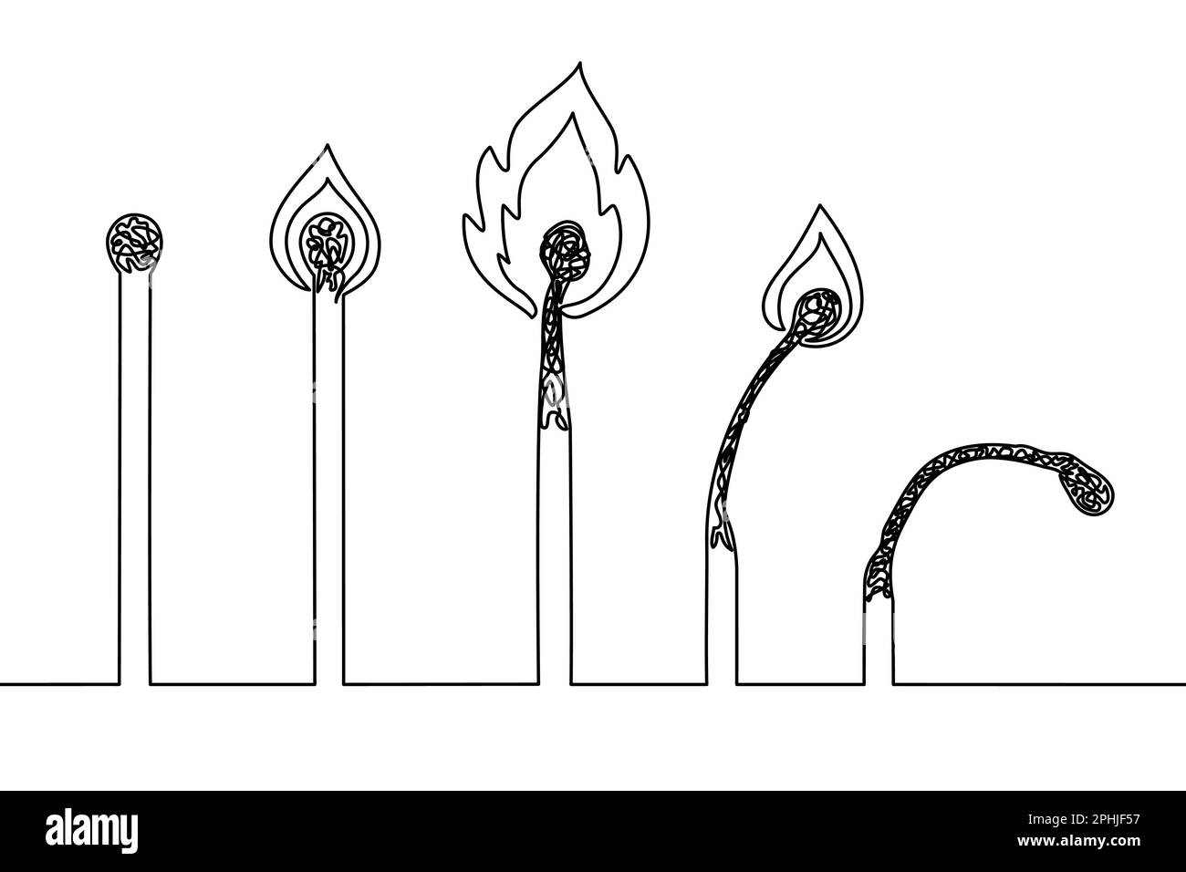 Burning matches continuous line illustration Stock Vector Image & Art ...