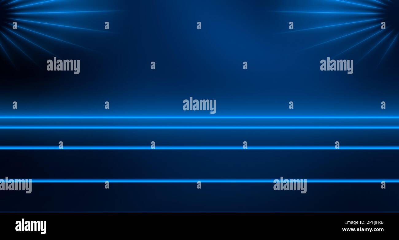Abstract design with neon light in blue theme background, 3d ...