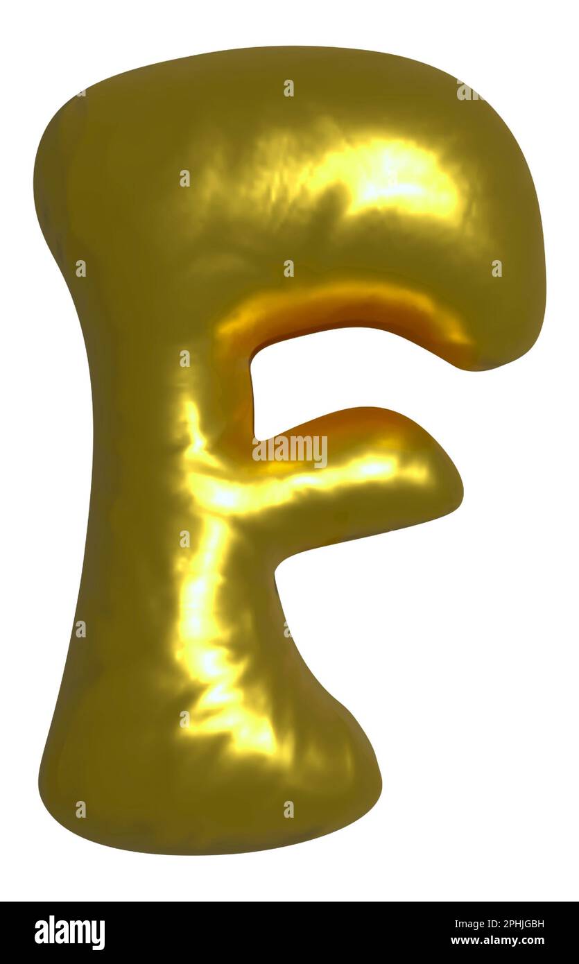 Shiny gold balloon metallic letter F capital, 3D clipart Stock Photo ...