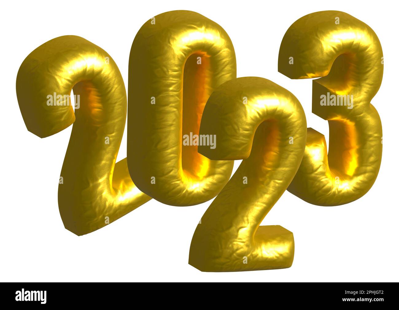 2023 gold leaf fold balloon text Stock Photo - Alamy