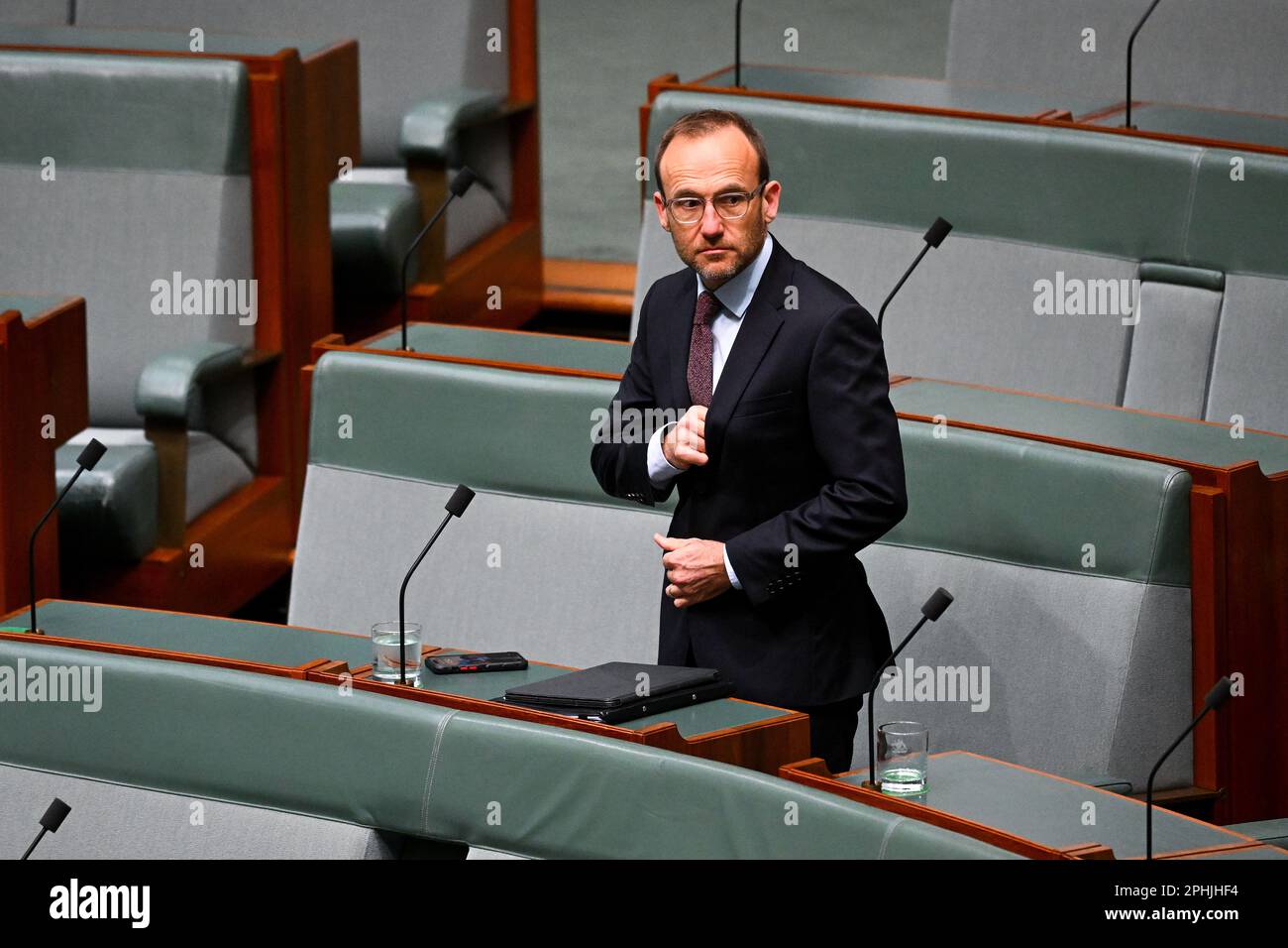 Australian Greens leader Adam Bandt arrives during Question Time at ...