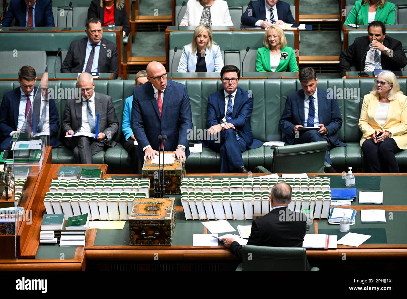 Australian Opposition Leader Peter Dutton speaks during Question Time ...