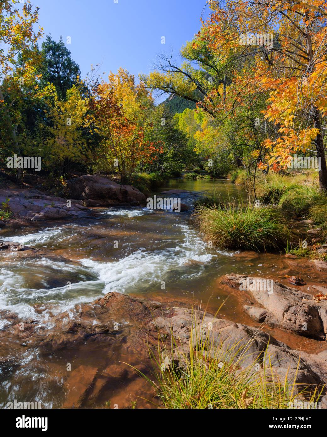 A colorful Autumn scene down stream from the First Crossing of Ellison ...