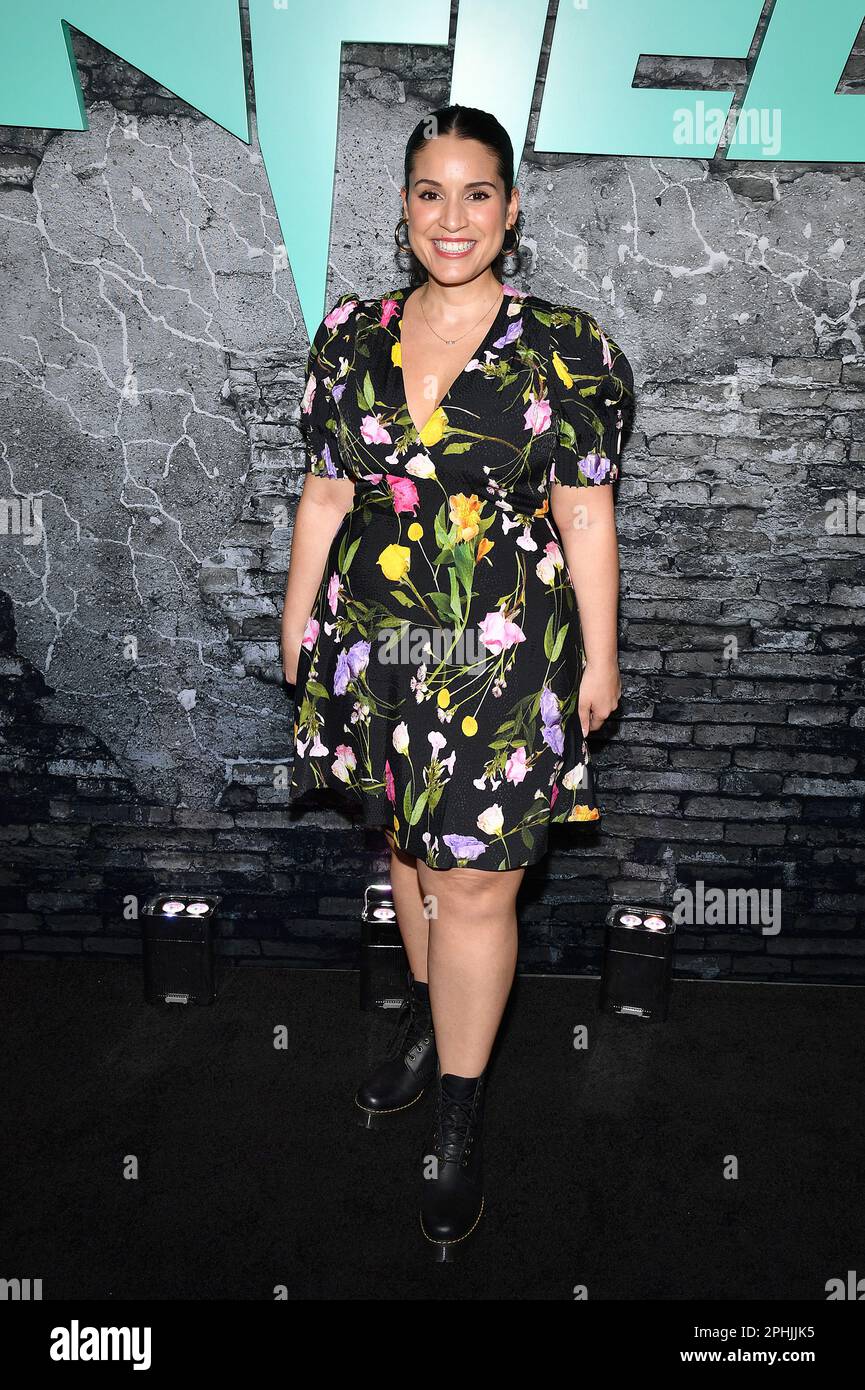 New York, USA. 28th Mar, 2023. Gina Naomi Baez walks the red carpet at ...