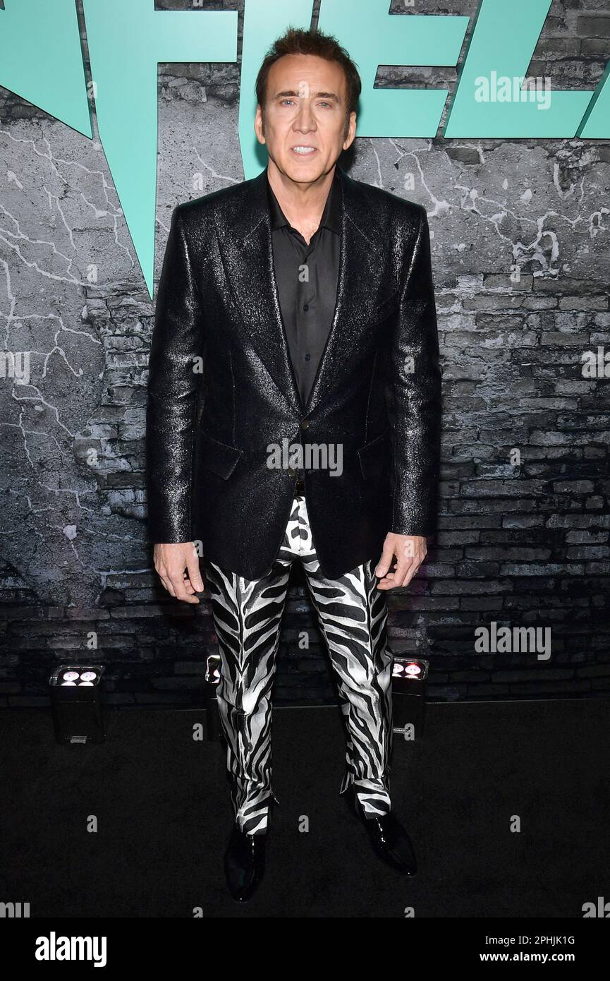 New York, USA. 28th Mar, 2023. Nicholas Cage walks the red carpet at ...
