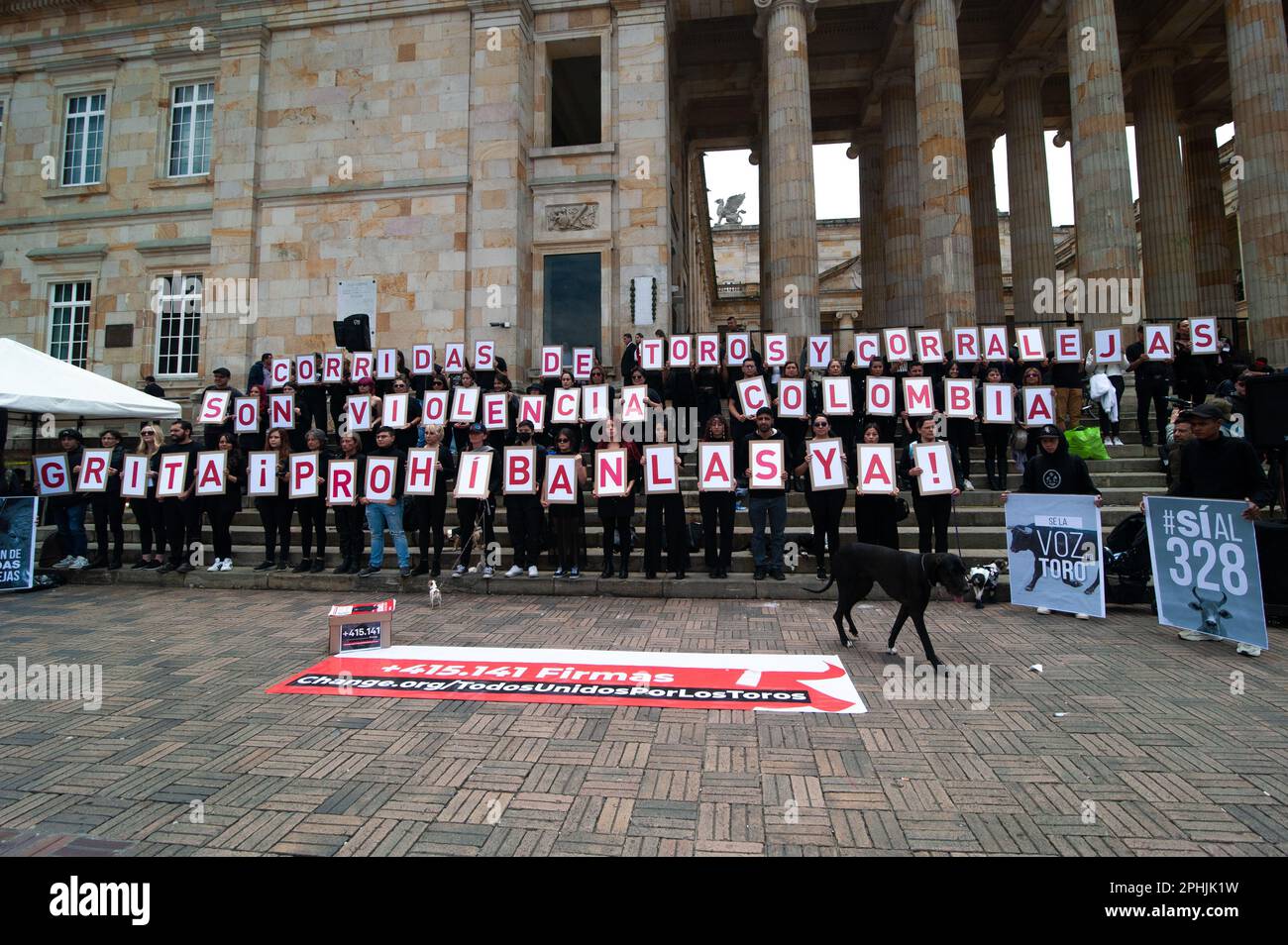 Bogota, Colombia on March 28, 2023. Animal rights activists take part ...