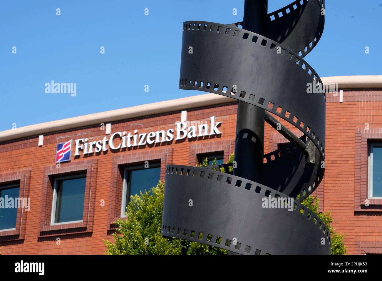 The logo of First Citizens Bank is seen at a branch location in Beverly ...