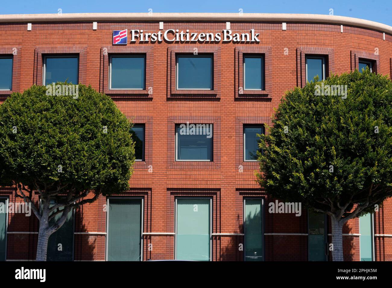The logo of First Citizens Bank is seen at a branch location in Beverly ...