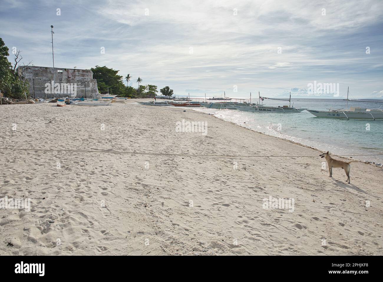 An idyllic, secluded sandy beach of Pamilacan Island in the Philippines ...