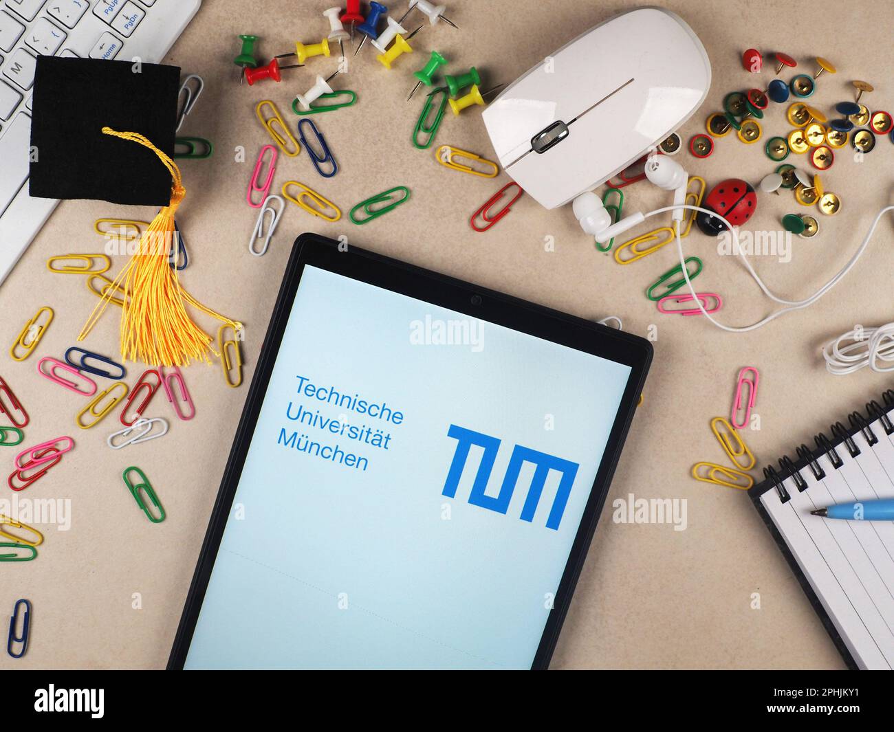 In this photo illustration, Technical University of Munich logo seen ...