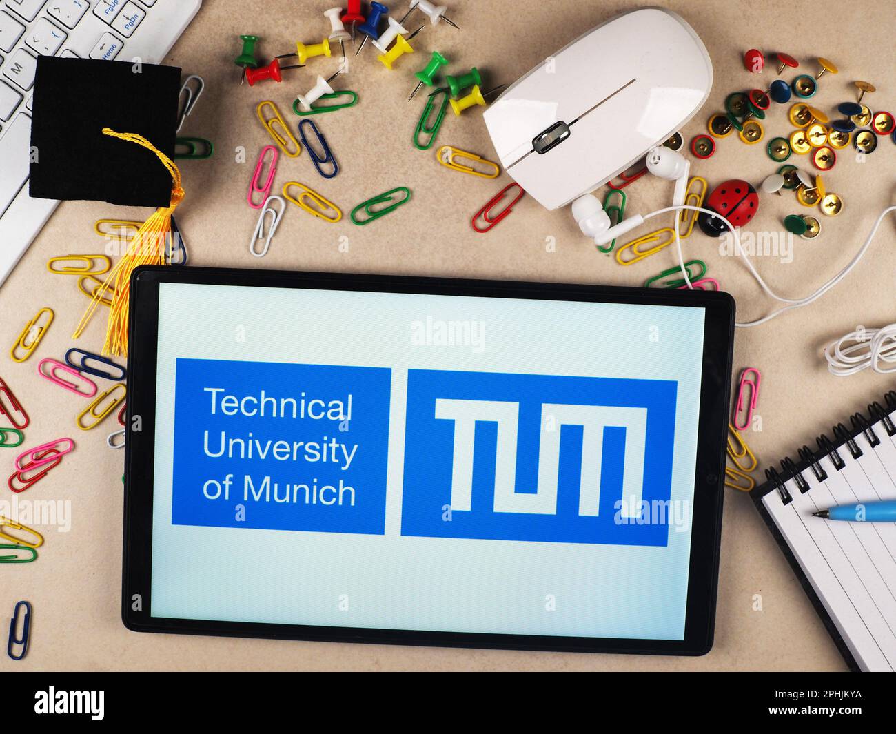 In this photo illustration, Technical University of Munich logo seen ...