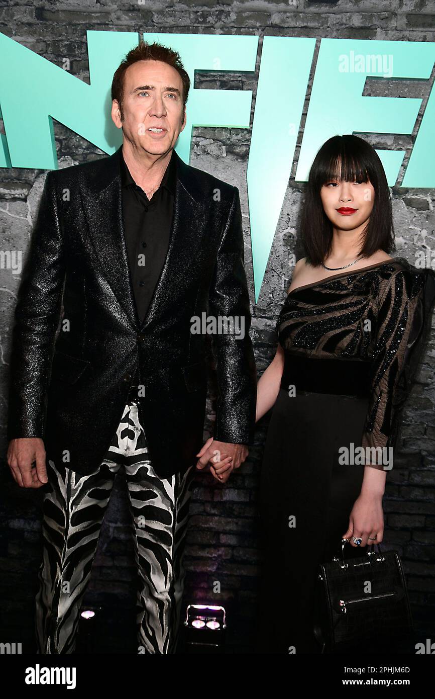 Nicholas Cage and wife Riko Shibata attend the Universal movie Premiere ...