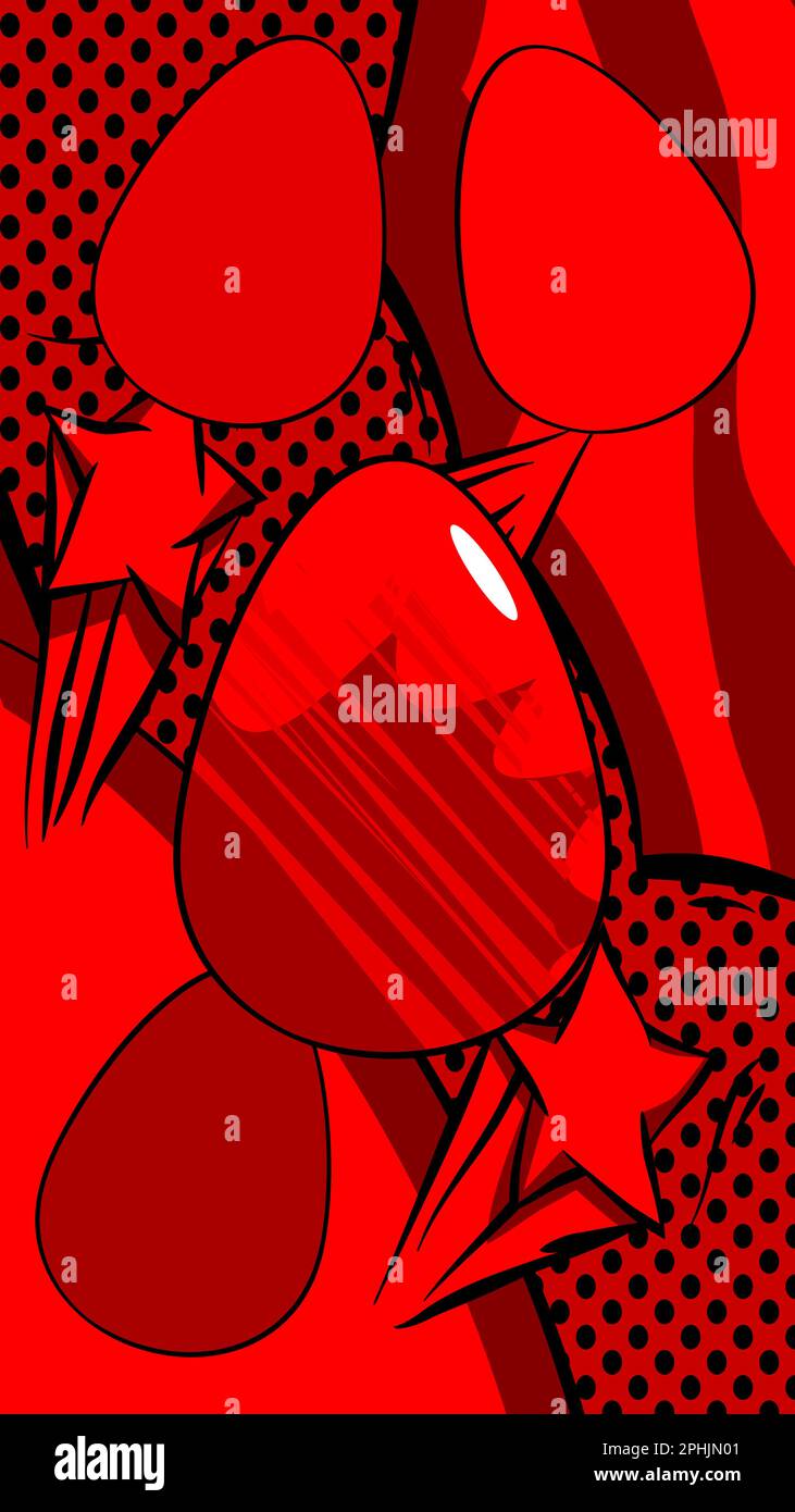Comic Book Easter background with red eggs and background. Comics ...