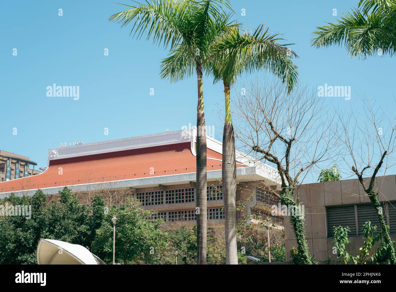 Taipei Main Station building and palm tree in Taipei, Taiwan Stock ...