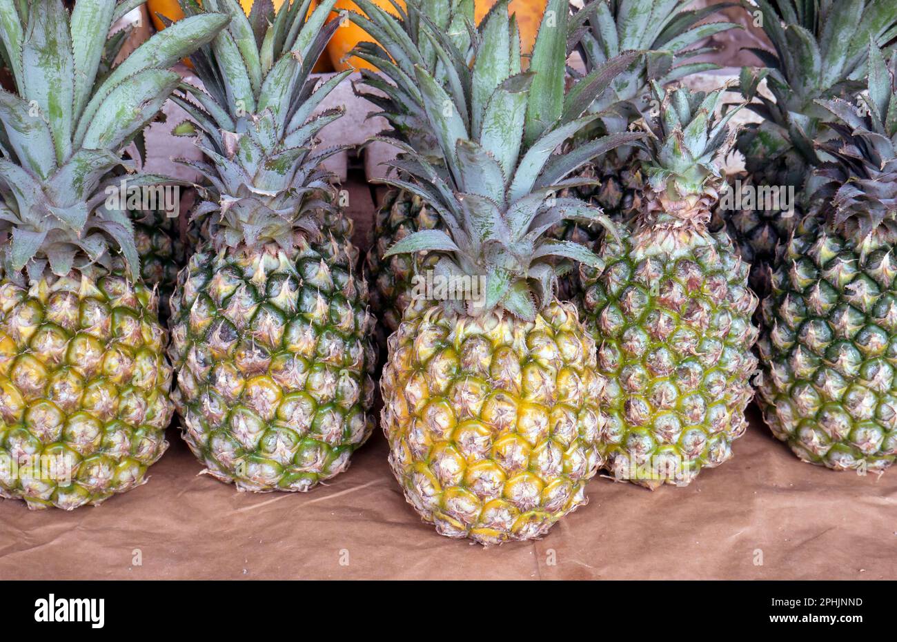 Fresh pineapple on the traditional market in Yogyakarta, Indonesia ...
