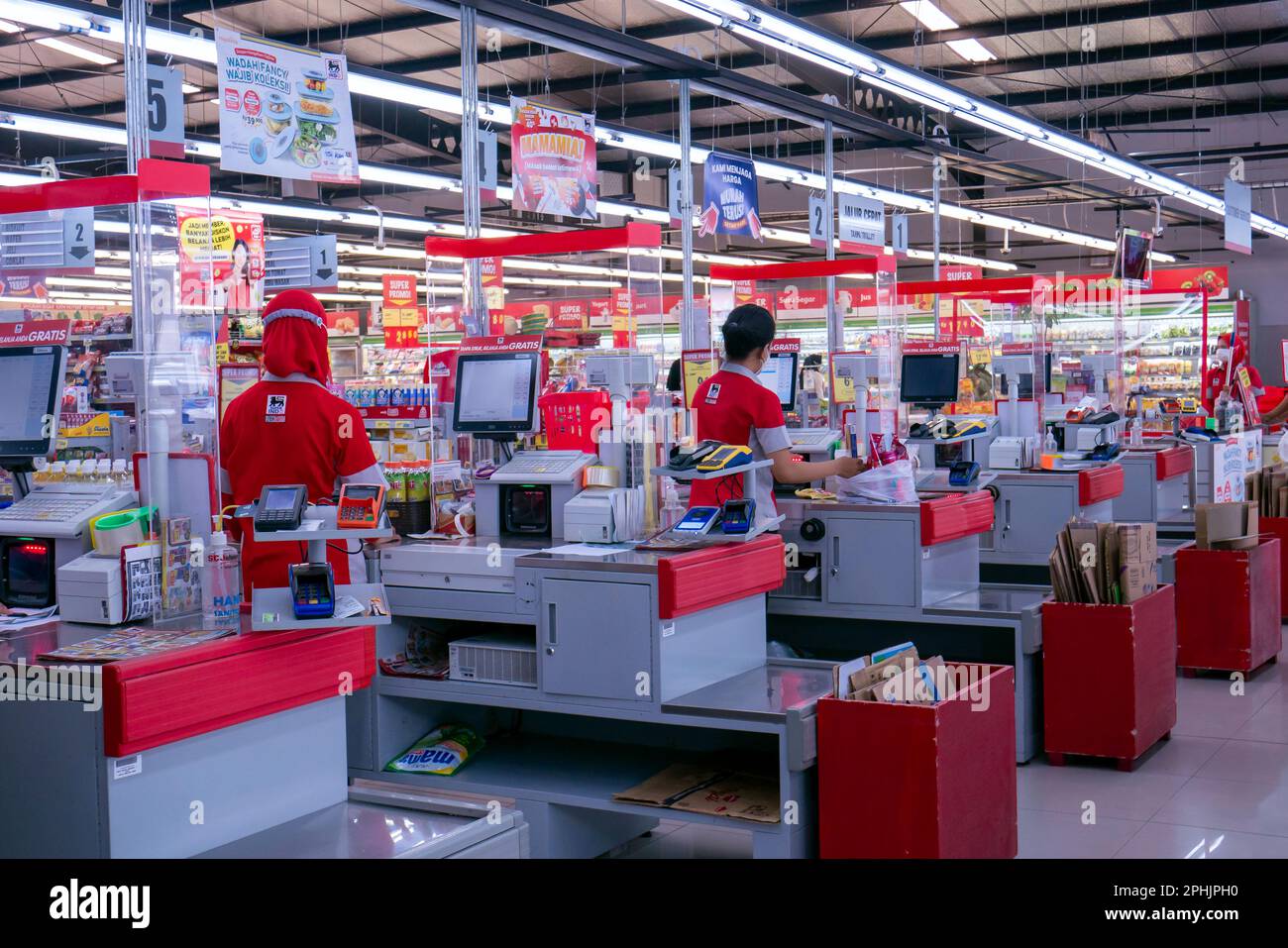 Yogyakarta, Indonesia - October 2022: on Checkout counter in Superindo ...