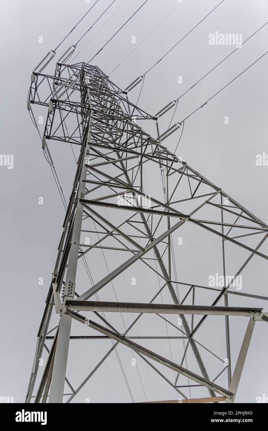 Electricity power pylon with cables for electricity Stock Photo - Alamy