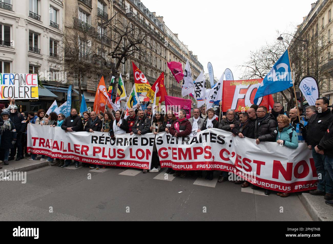 Paris, France, March 28, 2023. UNSA teachers' union General Secretary ...