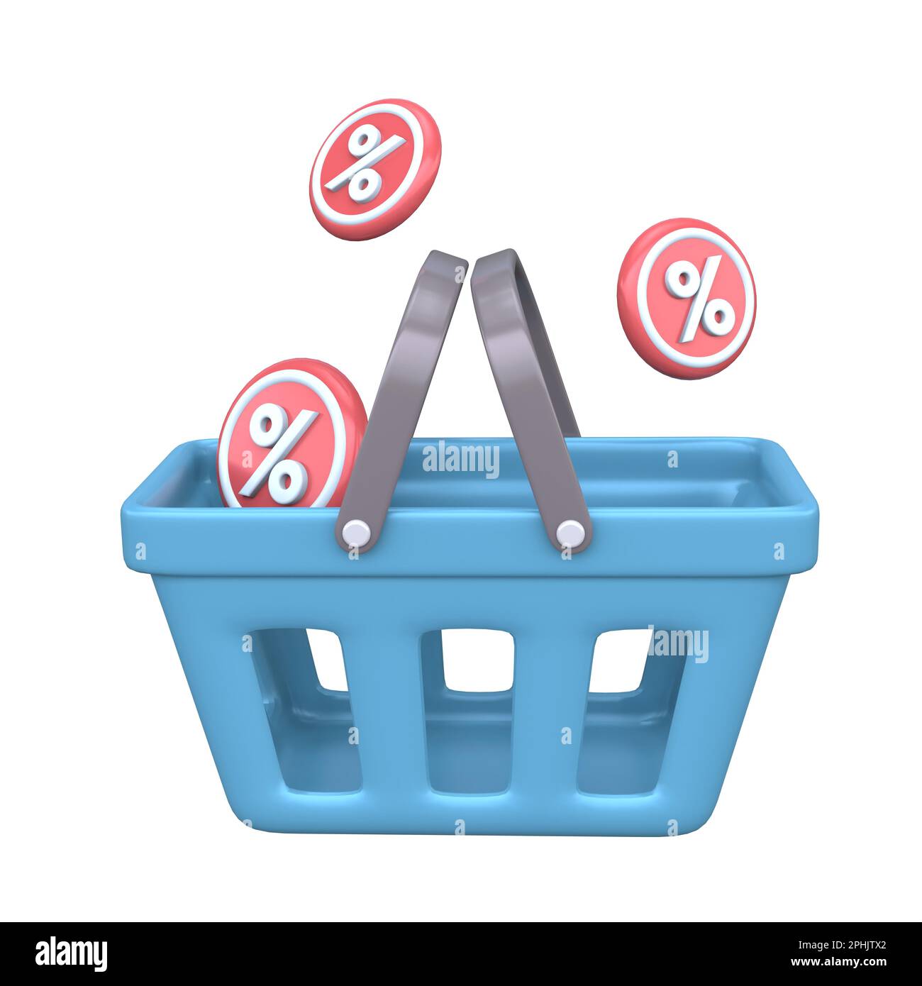 3D shop basket for grocery food. Empty bag isolated on white background ...