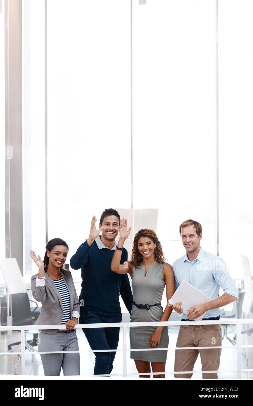Diverse group people smiling waving hi-res stock photography and images ...