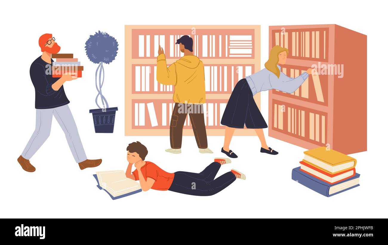Public library people reading books for school Stock Vector Image & Art ...