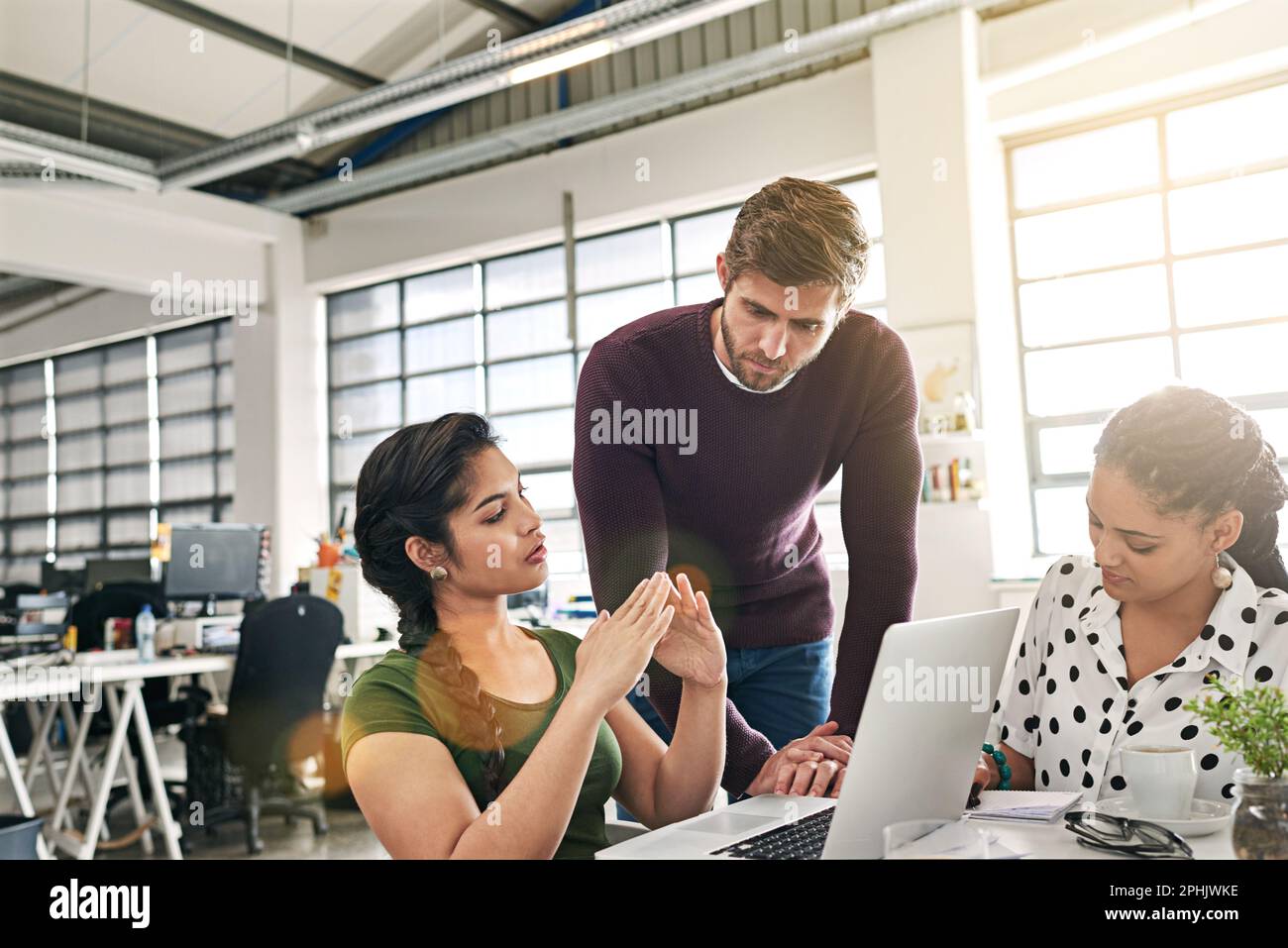 It takes a team to achieve their dream. a team of colleagues using a ...