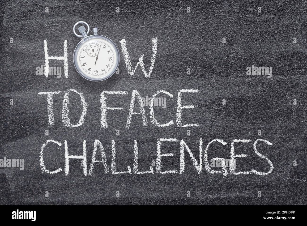 how to face challenges phrase written on chalkboard with vintage ...