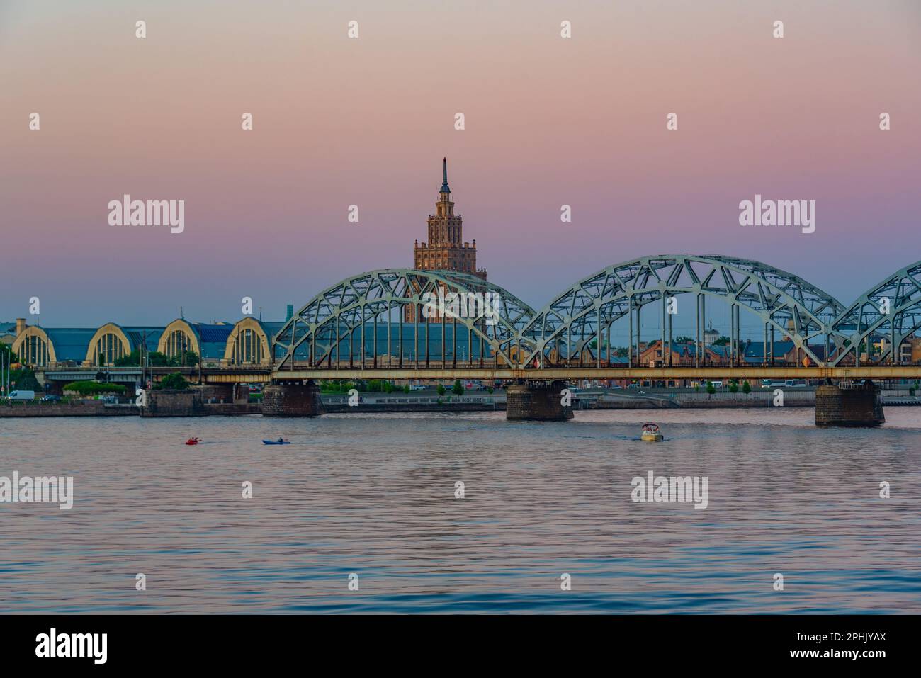 Sunset view of the zeppelin hangars and the academy of sciences ...