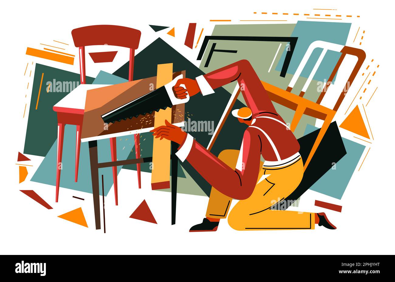 Carpenter working on creating chair, furniture Stock Vector Image & Art ...